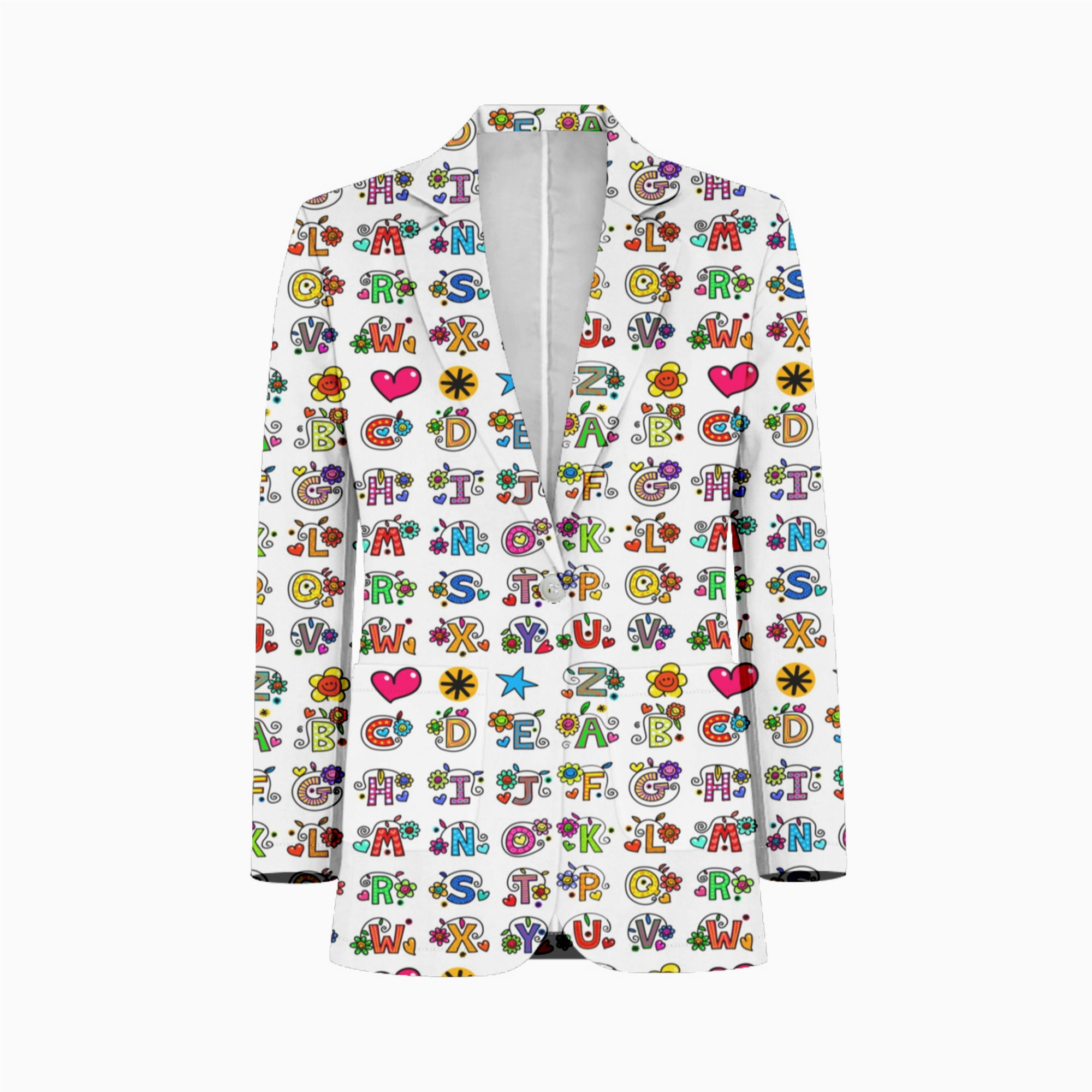 Whole Alphabet abc monogram hand drawn colorful Men's Suit Blazer ...