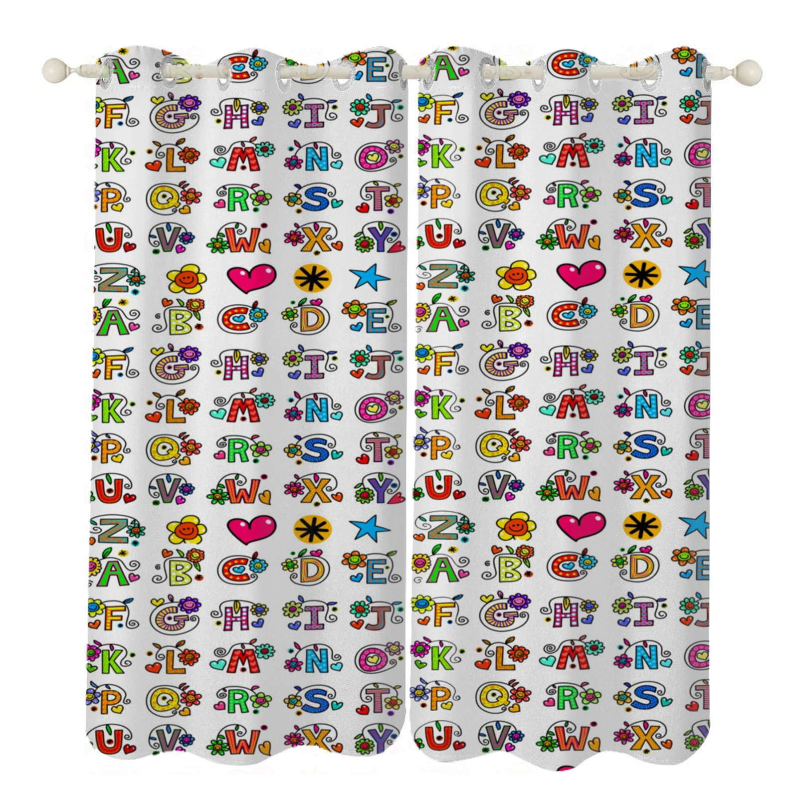 Whole Alphabet abc monogram hand drawn colorful Sunshade Curtains Home ...