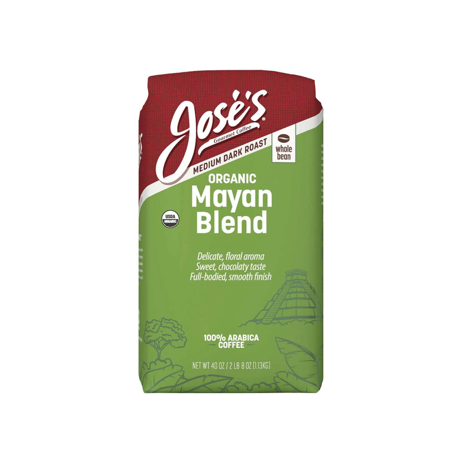 Whole Bean Coffee, 100% Certified USDA Organic Mayan Blend Arabica ...