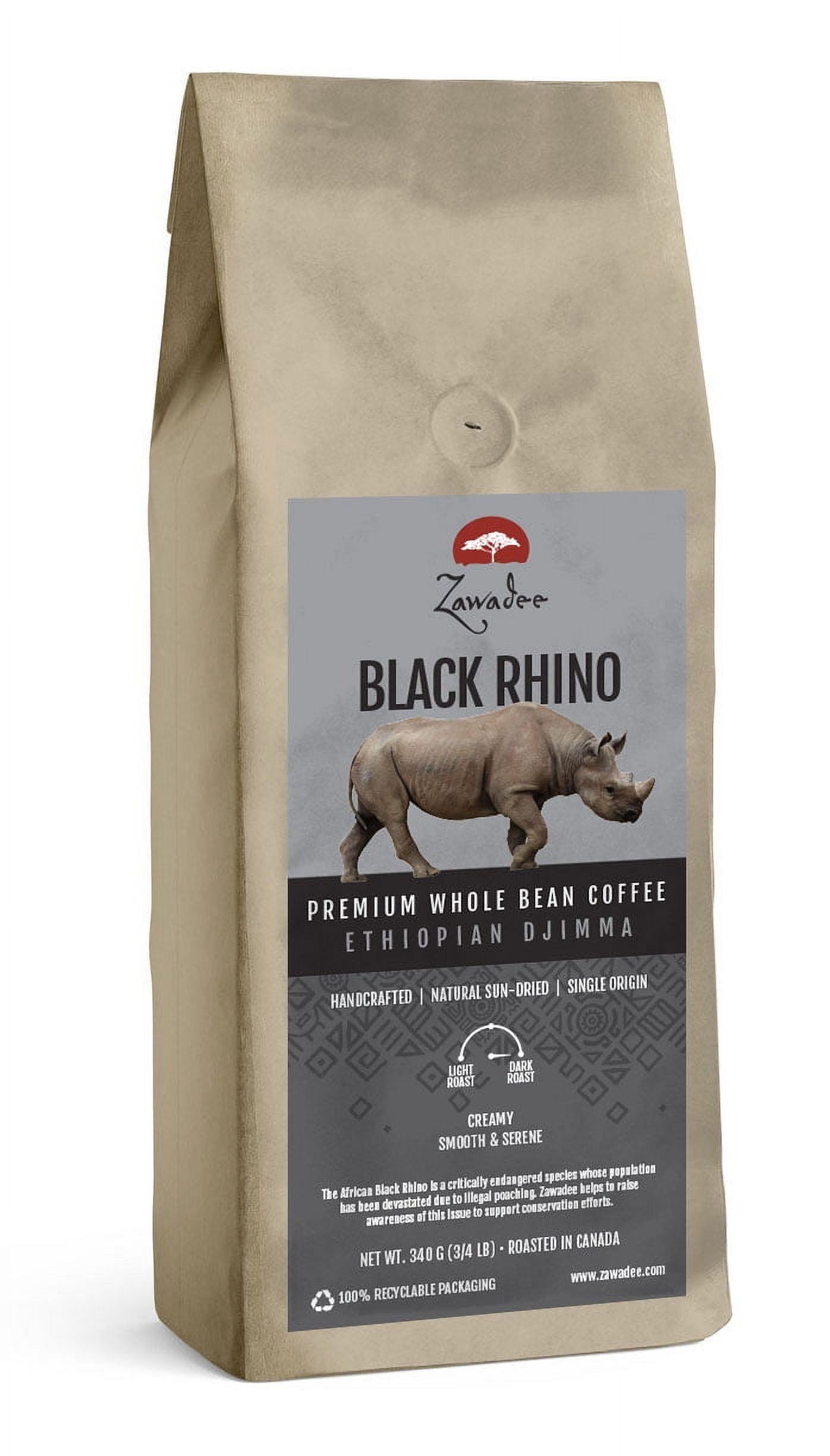 FTO Ethiopian Whole Bean Medium Roast Gourmet Coffee Black Rhino 2 lb ...