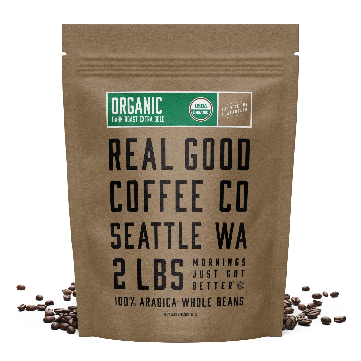 Whole Bean Coffee - Organic Dark Roast Coffee Beans - 2 Pound Bag - 100 ...