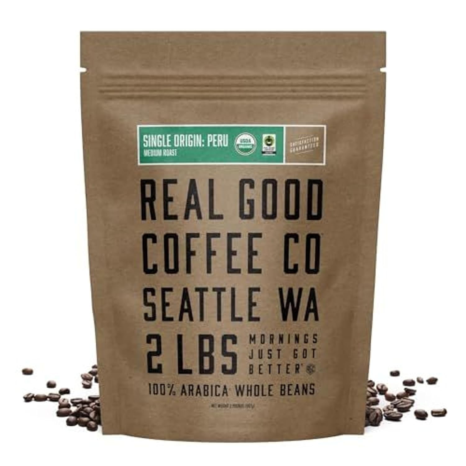 - Whole Bean Coffee - Organic Single Origin: Peru Medium Roast Coffee Beans - 2 Pound Bag - 100% ...