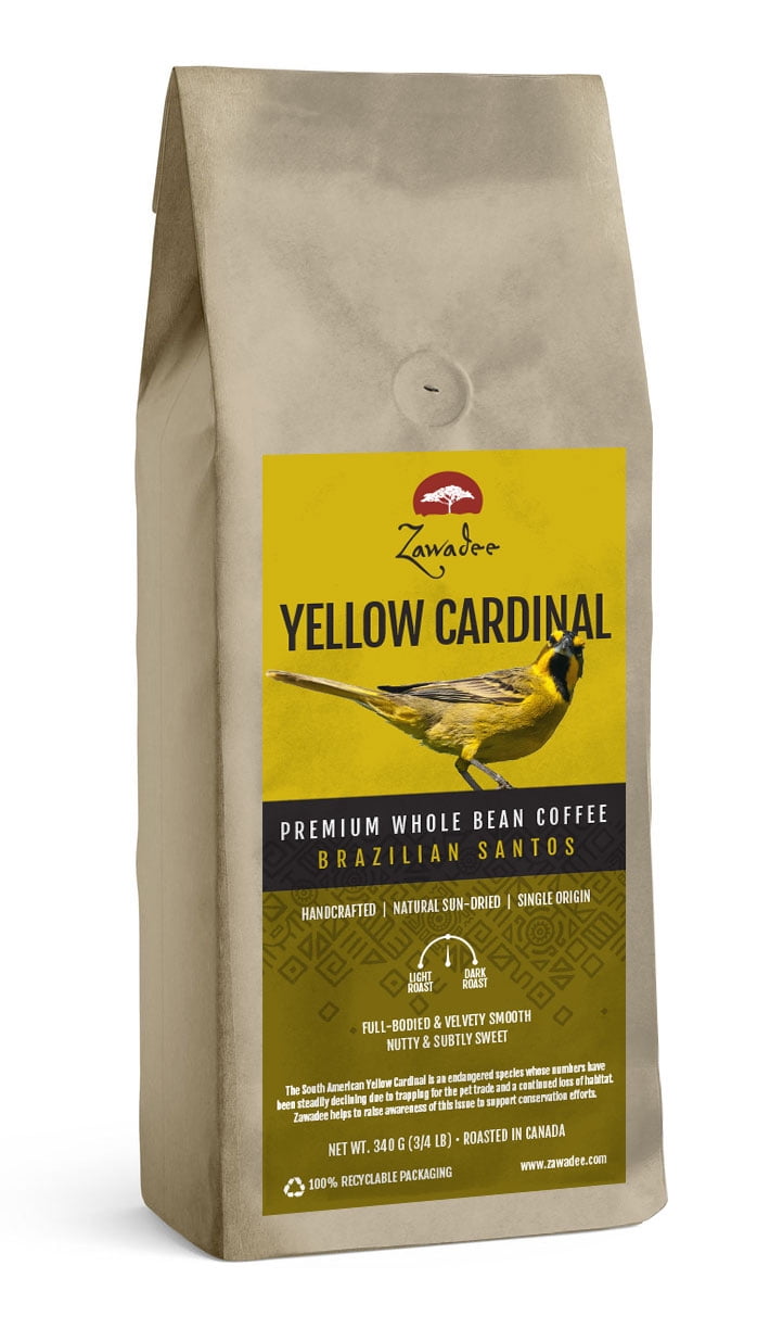 Whole Bean Coffee Yellow Cardinal Brazilian Santos 3/4 lb 340 grams ...