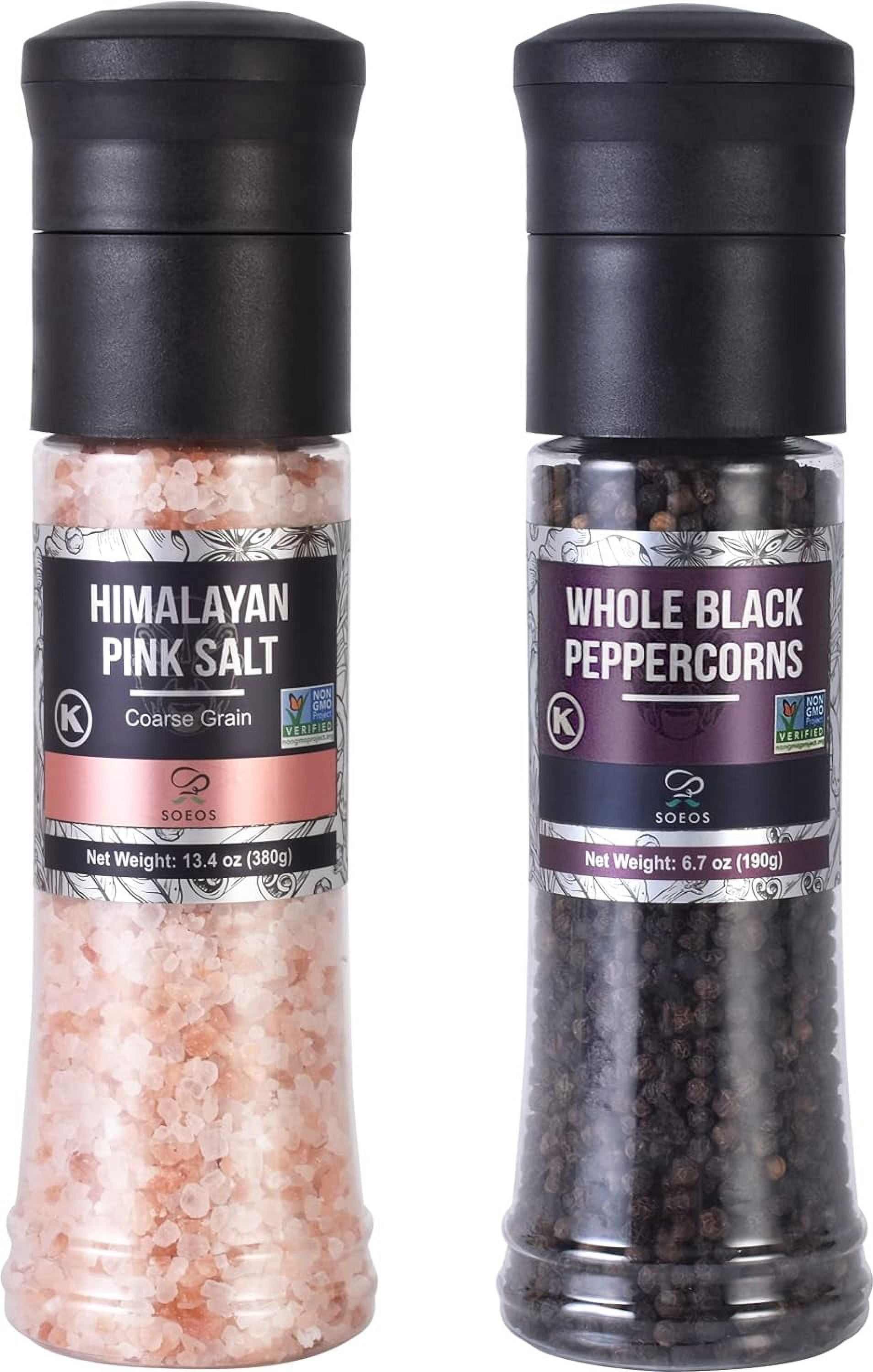 Whole Black Peppercorns, 6.7oz (190g) and Himalayan Pink Salt, 13.4oz ...