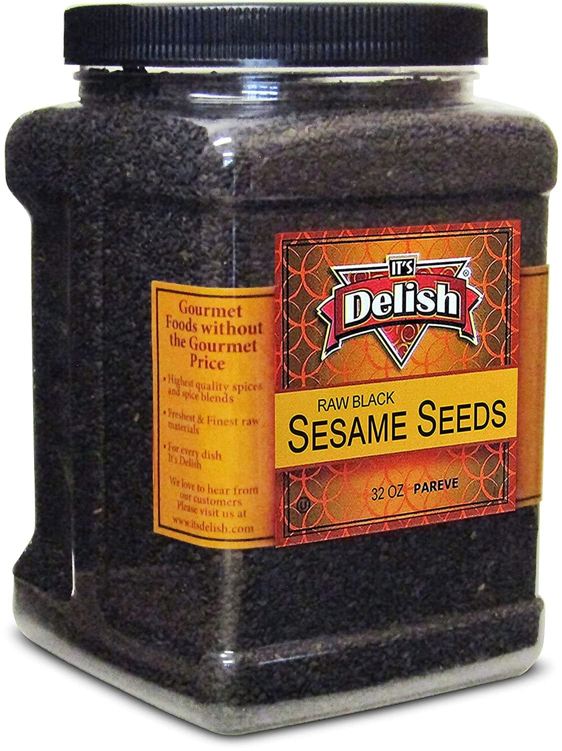 Whole Black Sesame Seeds by Its Delish, 2 LBS Jumbo Container Bulk Jar ...
