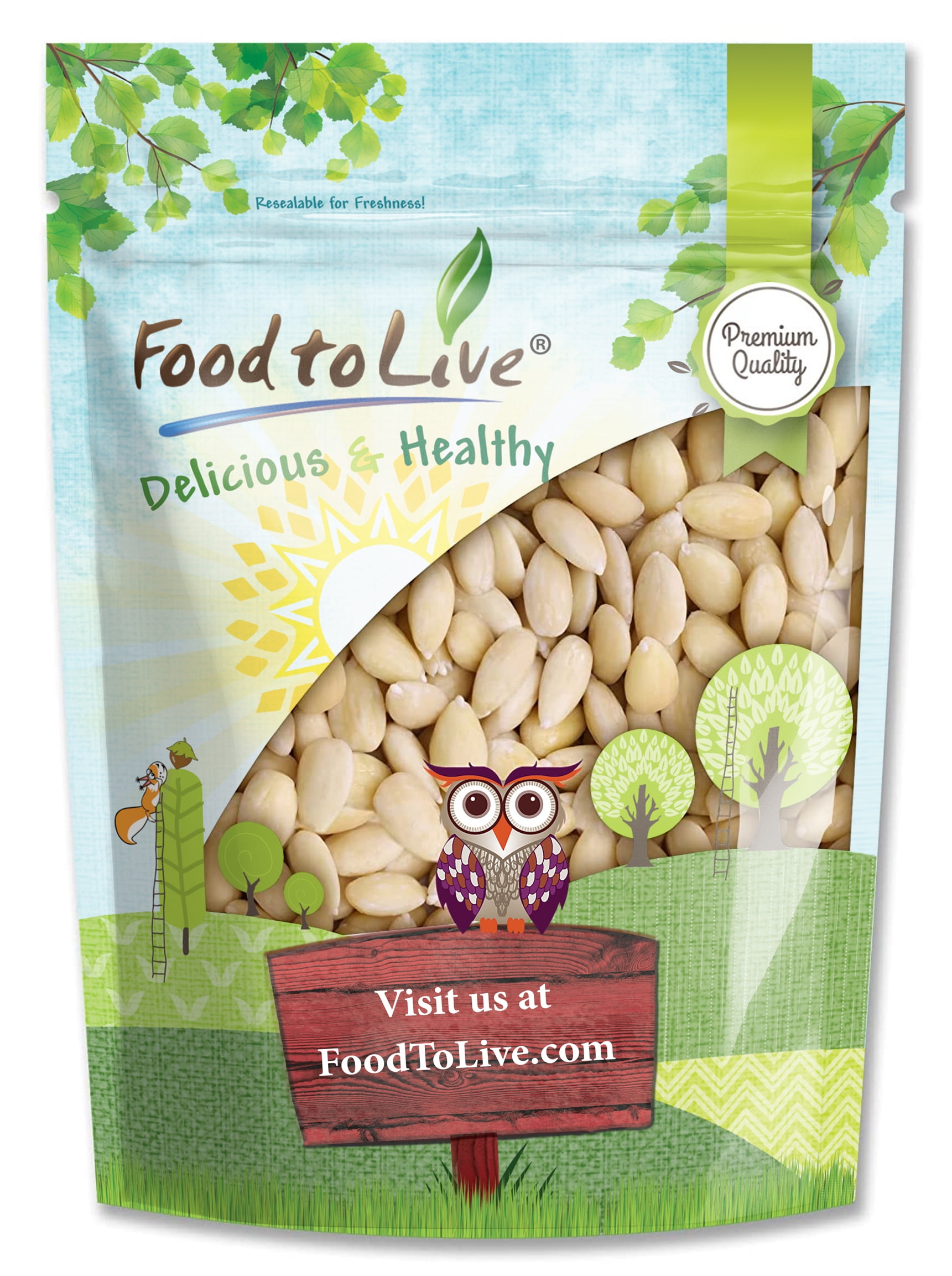 Food to Live Natural Whole Blanched Almonds, 2 Pounds — Kosher, Raw ...