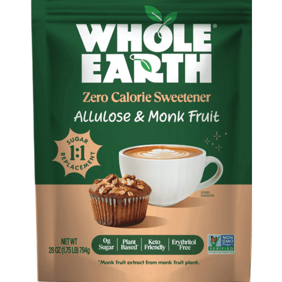 Whole Earth Allulose & Monk Fruit Zero Calorie Sweetener, 28 oz ...