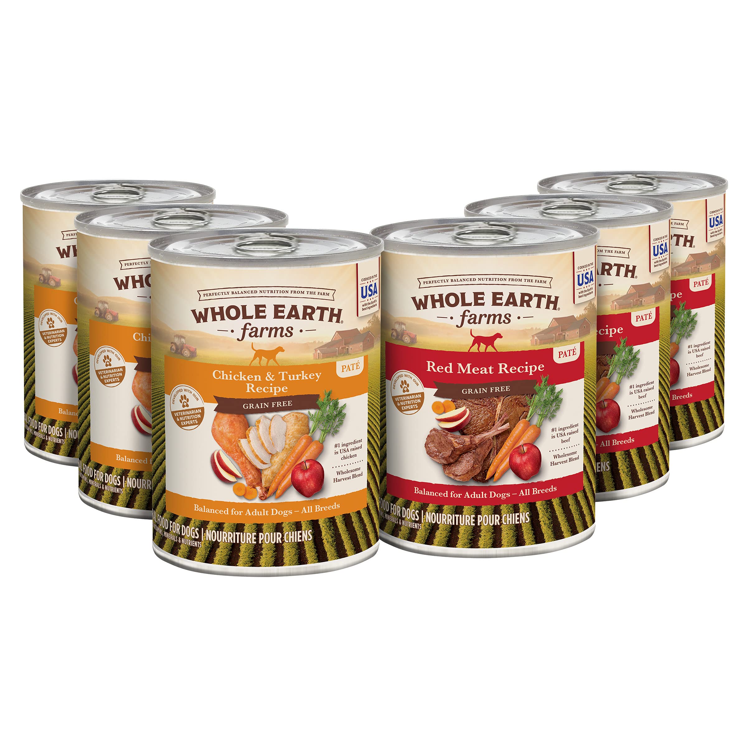 Whole Earth Farms Grain STF9 Free Soft Canned Wet Dog Food Pate Variety ...