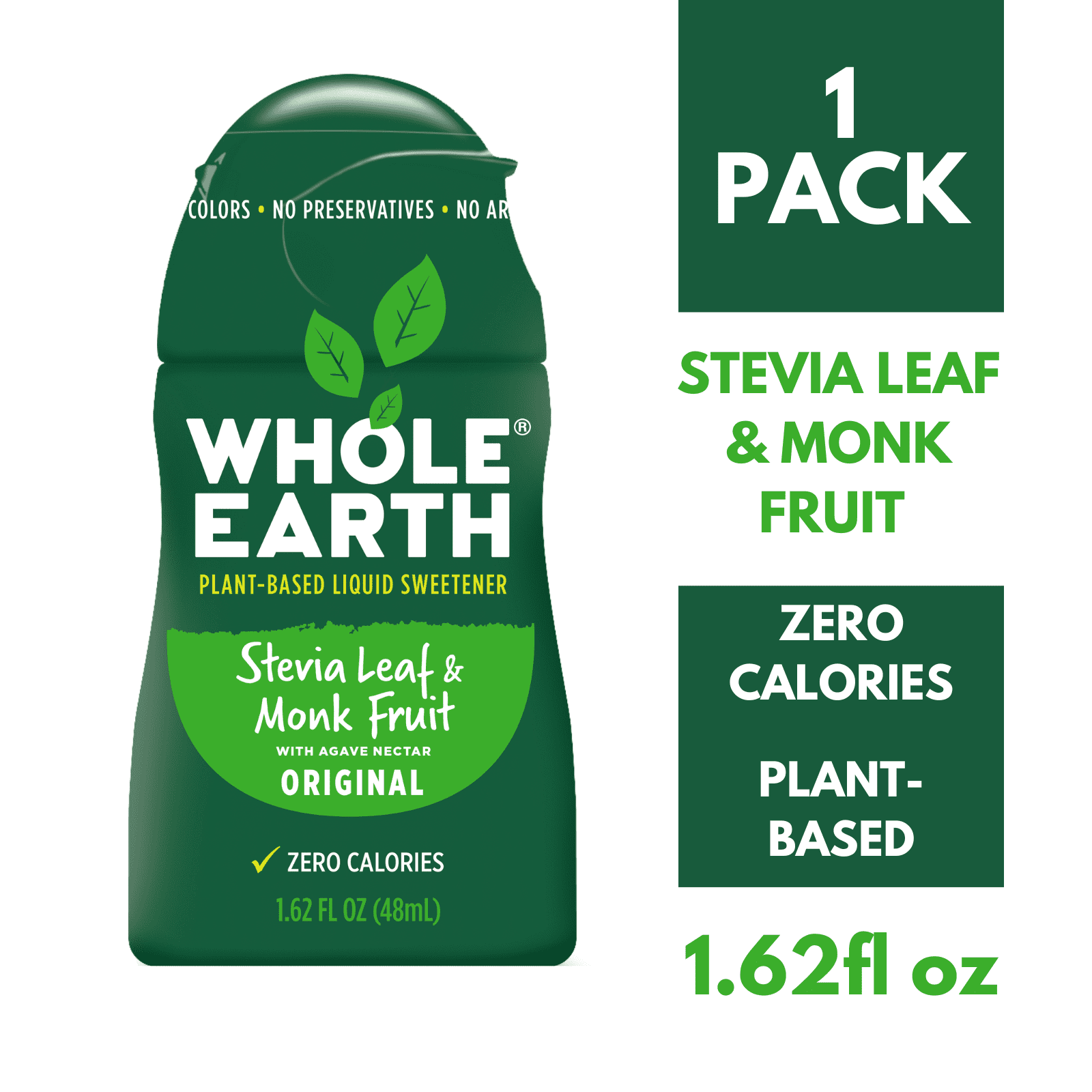 Whole Earth Stevia & Monk Fruit Zero Calorie Liquid Sweetener, 1.62 fl ...