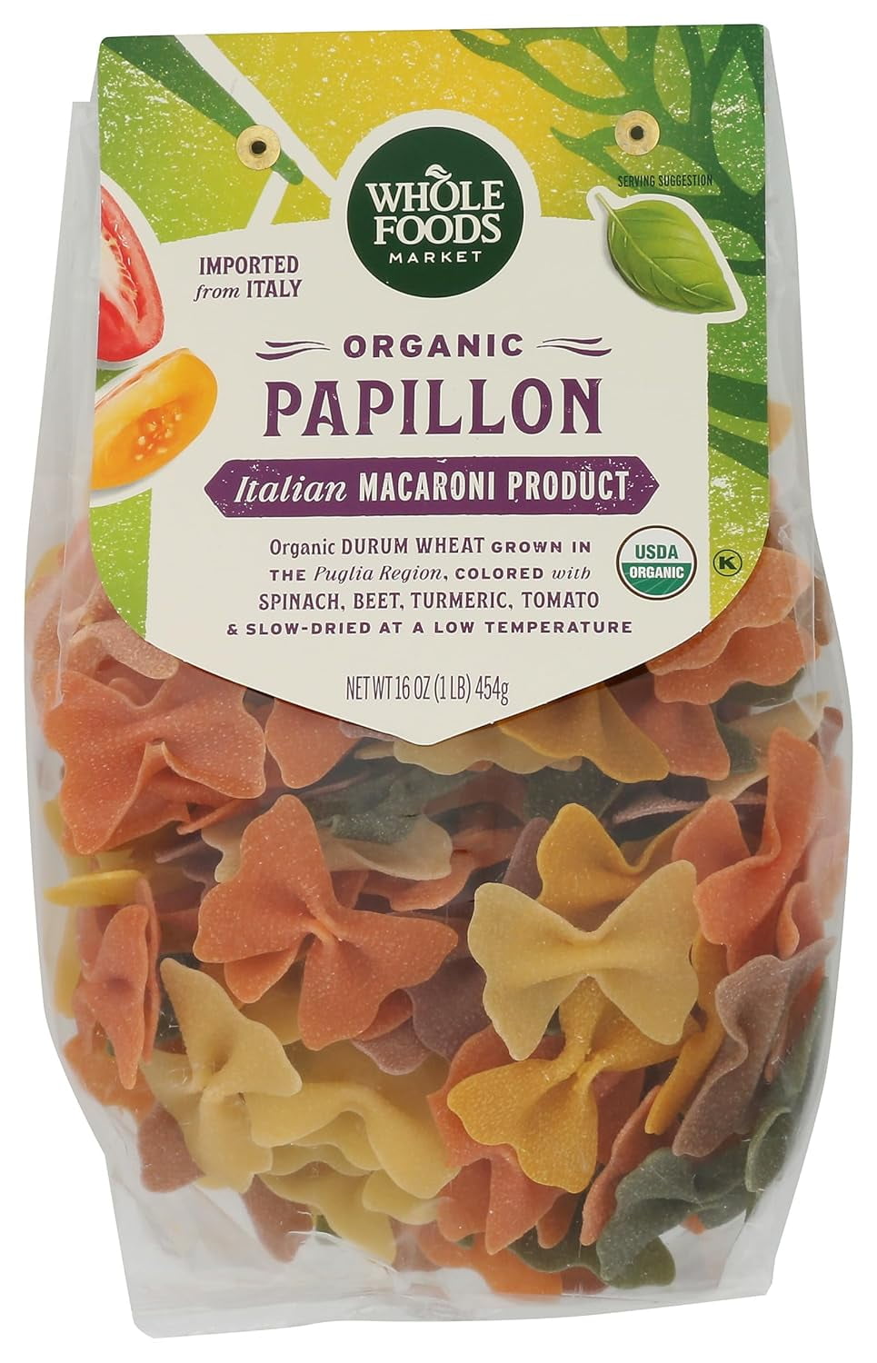 Whole Foods Market, Organic Pasta, Papillon with Roots & Vegetables, 16 ...