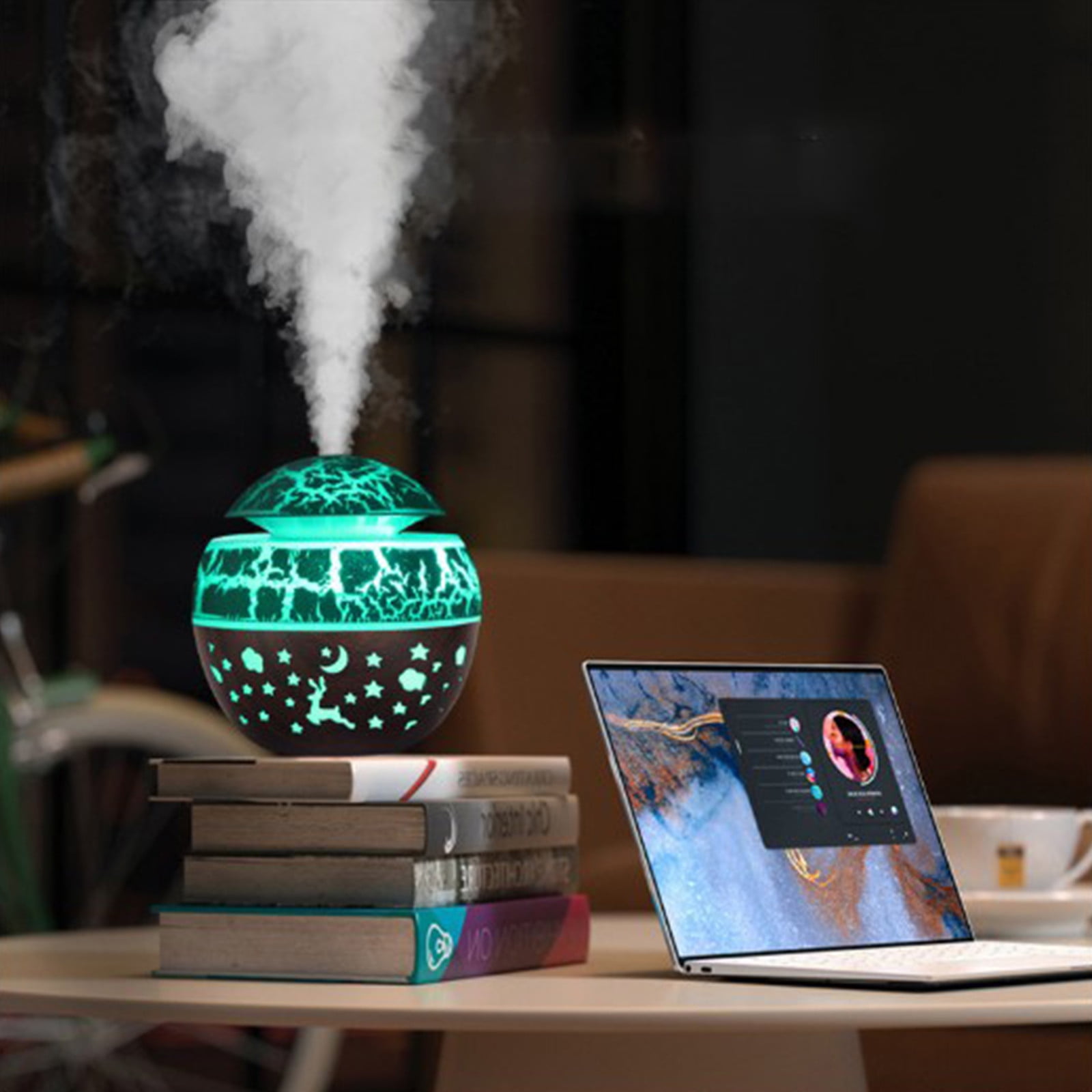 Whole House Humidifiers, Desk Wood Grain Spherical Humidifier Cold Mist ...