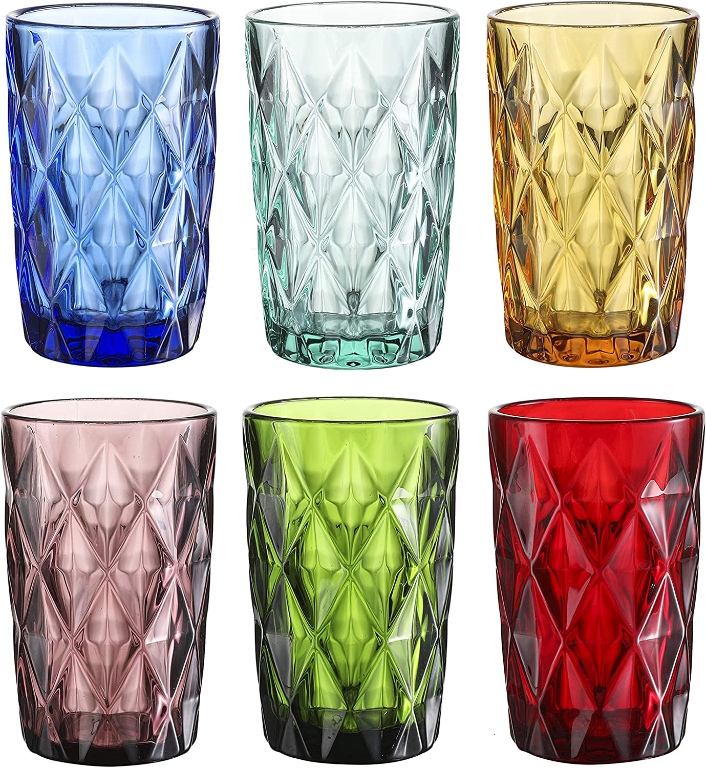 Whole Housewares Colored Glass Drinkware 12 Ounce Water Glasses Multi Whole Housewares Colored Glass Drinkware 12 Ounce Water Glasses Multi