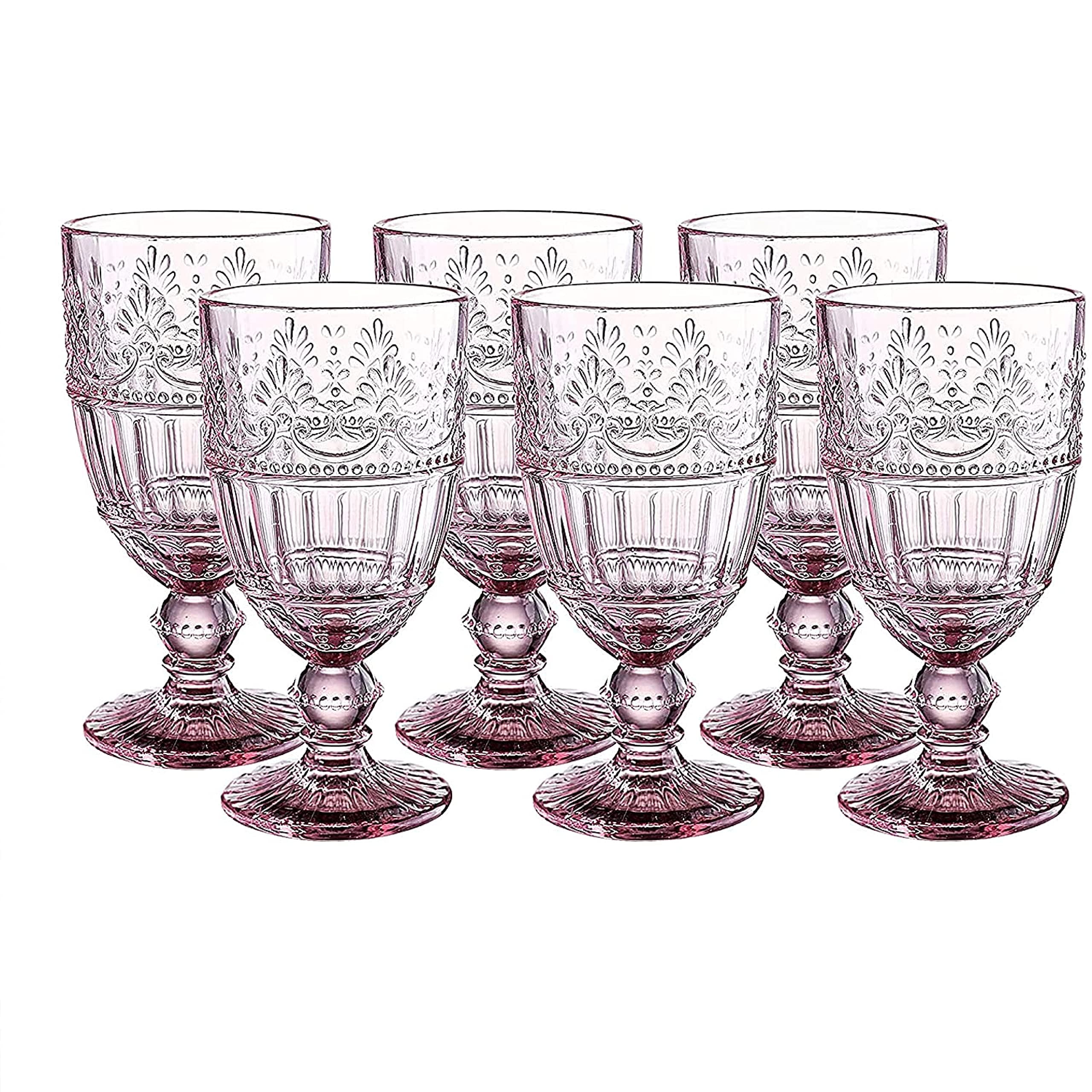 Whole Housewares Elegant Vintage Colored Glass Goblet 11 Oz, Embossed ...