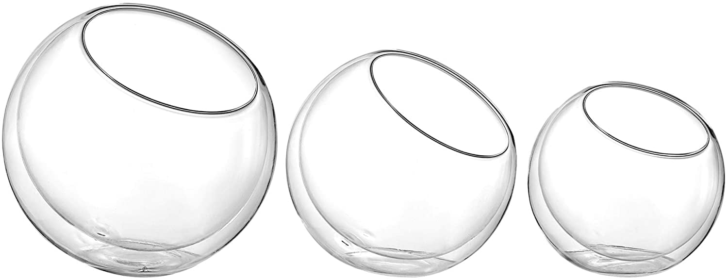 Whole Housewares | Double Wall Glass Slant Bowls Dia 6/5/4.5 Inch Candy ...