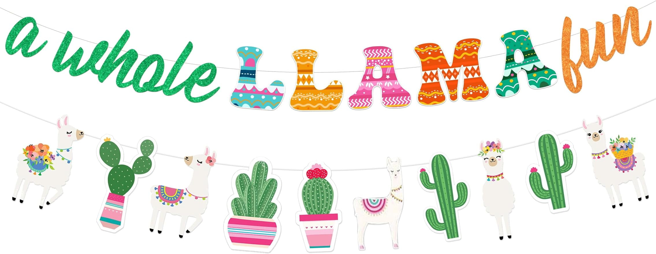 a Whole Llama Fun Banner, Llama Cactus Bunting Garland, Cino De Mayo ...
