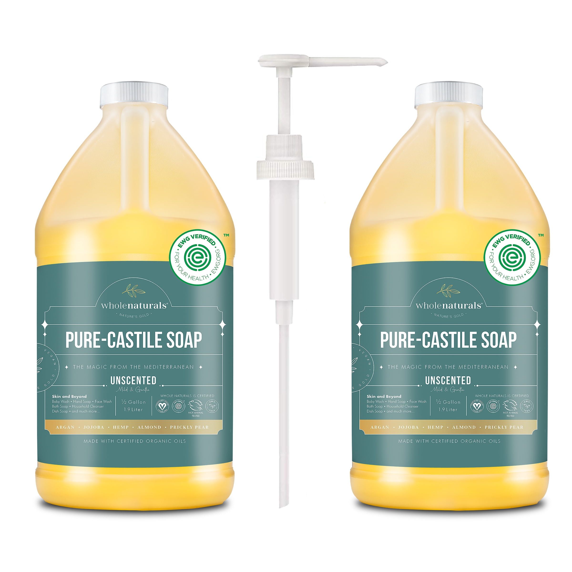 Whole Naturals Pure Castile Soap Liquid Unscented, EWG Verified - Palm ...