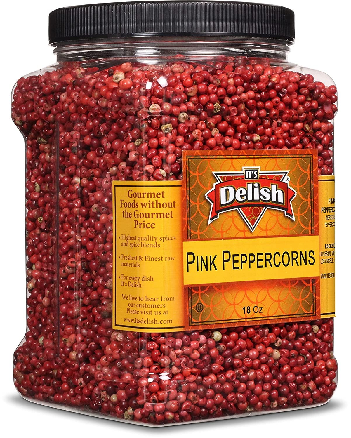 Whole Pink Peppercorns by It's Delish, 18 OZ Jumbo Reusable Container ...
