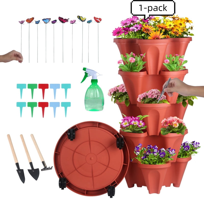 Whole Sale Deals 1 Pack 5-Tier Stackable Vertical Planter Tower with ...