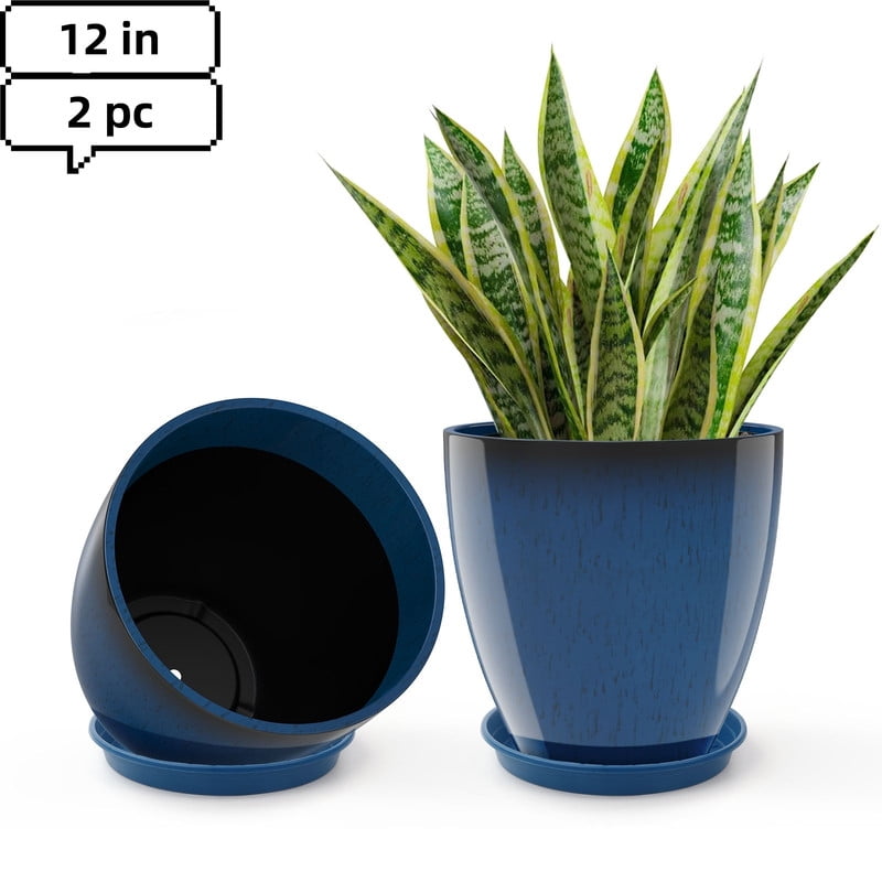 Whole Sale Deals 12 Inch Round Planter Pots 2 PC – Garden Planters with ...