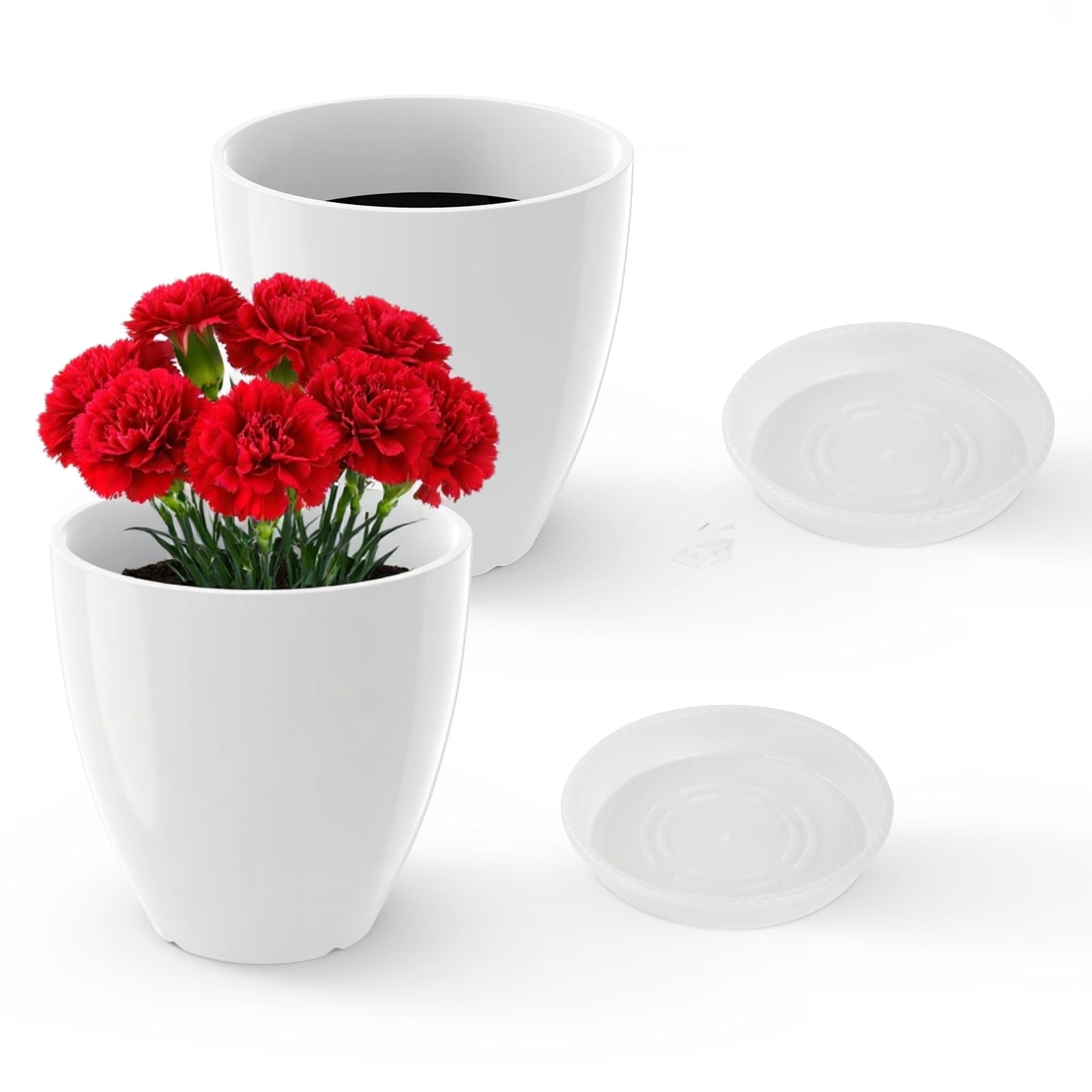 Whole Sale Deals 2Pcs 12-Inch Extra Tall Round Planter Pots for Outdoor ...