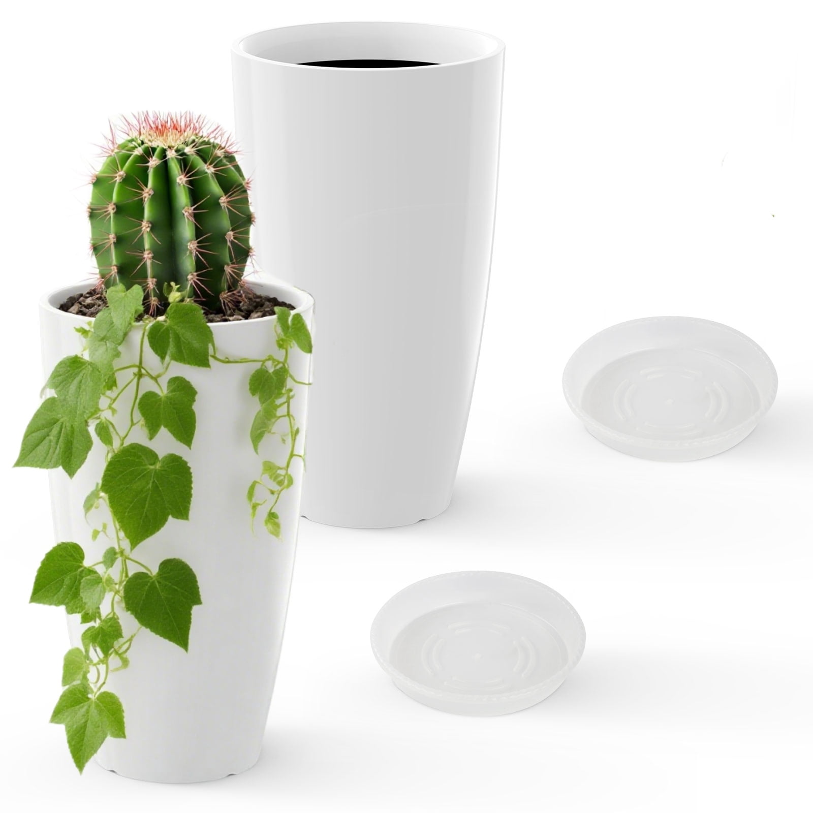 Whole Sale Deals 2Pcs 21-Inch Extra Tall Round Planter Pots for Outdoor ...