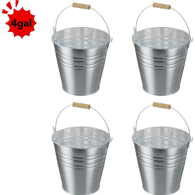 Whole Sale Deals 4-PC Stackable Cooling Pails: 4 Gal Galvanized Steel ...