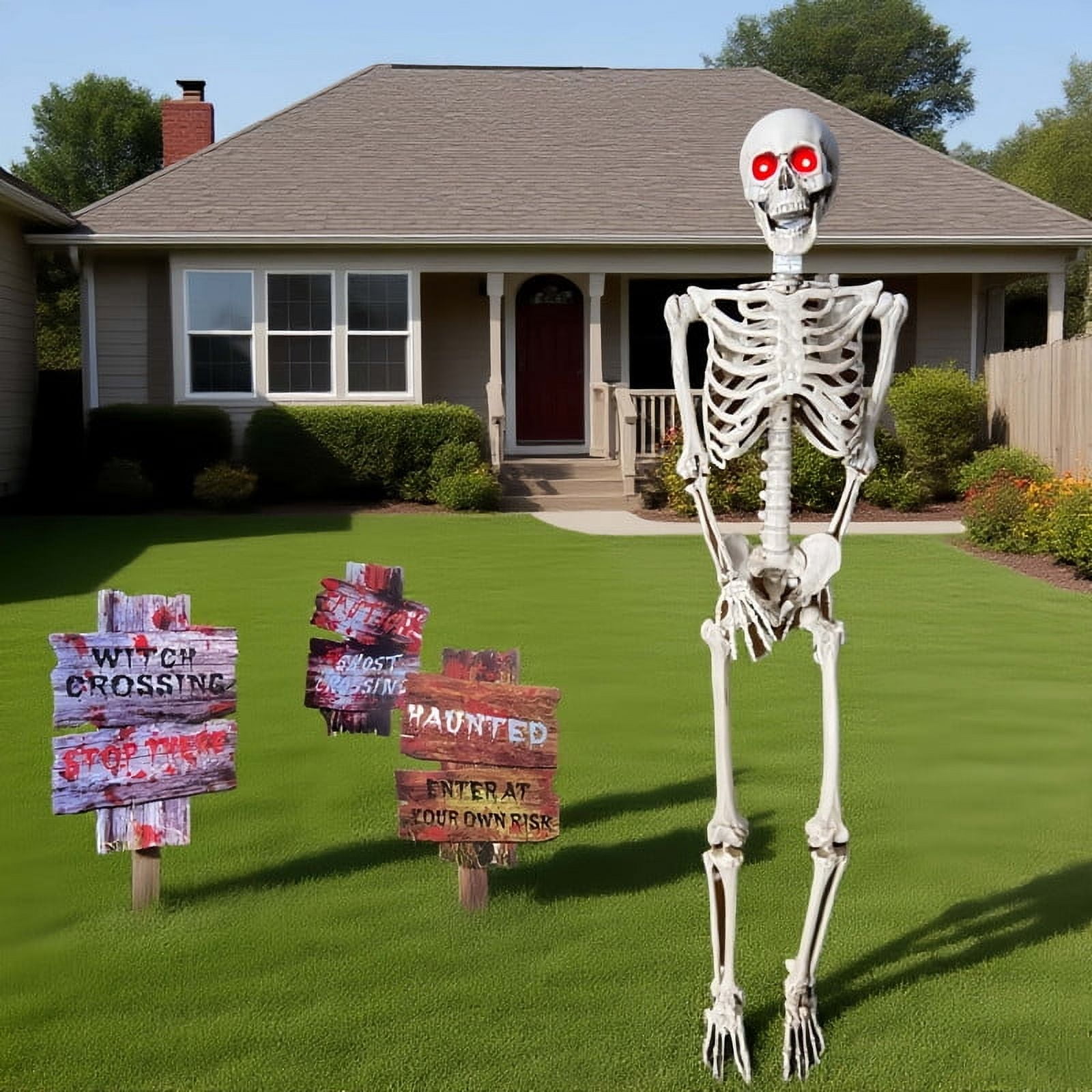 Whole Sale Deals 5.5ft Animated Skeleton with LED + 3 Warning Signs ...