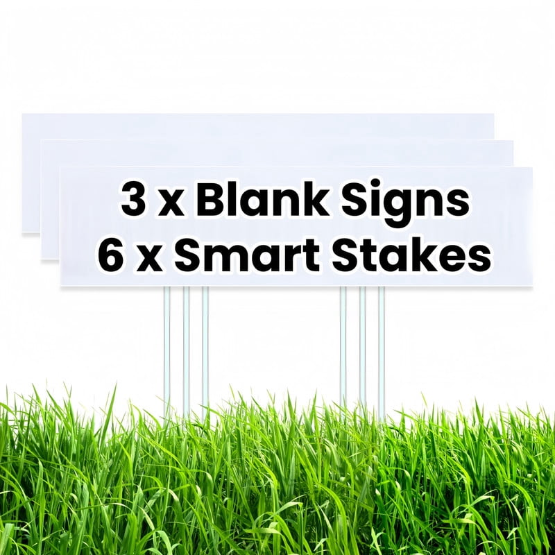 Whole Save Direct 3 Pack 6x24 Inches Blank Yard Signs with Heavy Duty ...