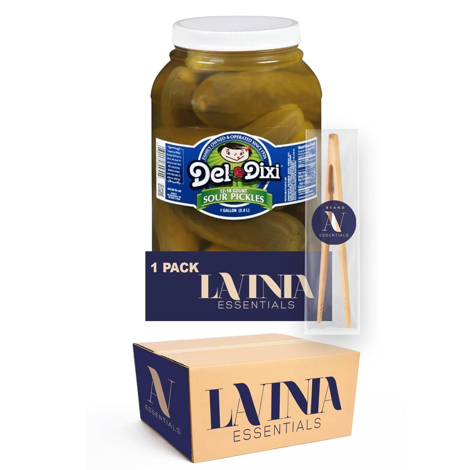 Whole Sour Pickles 1 Gallon Plastic Jar + 1-7 Inch Bamboo Tong by Lavinia - Walmart.com