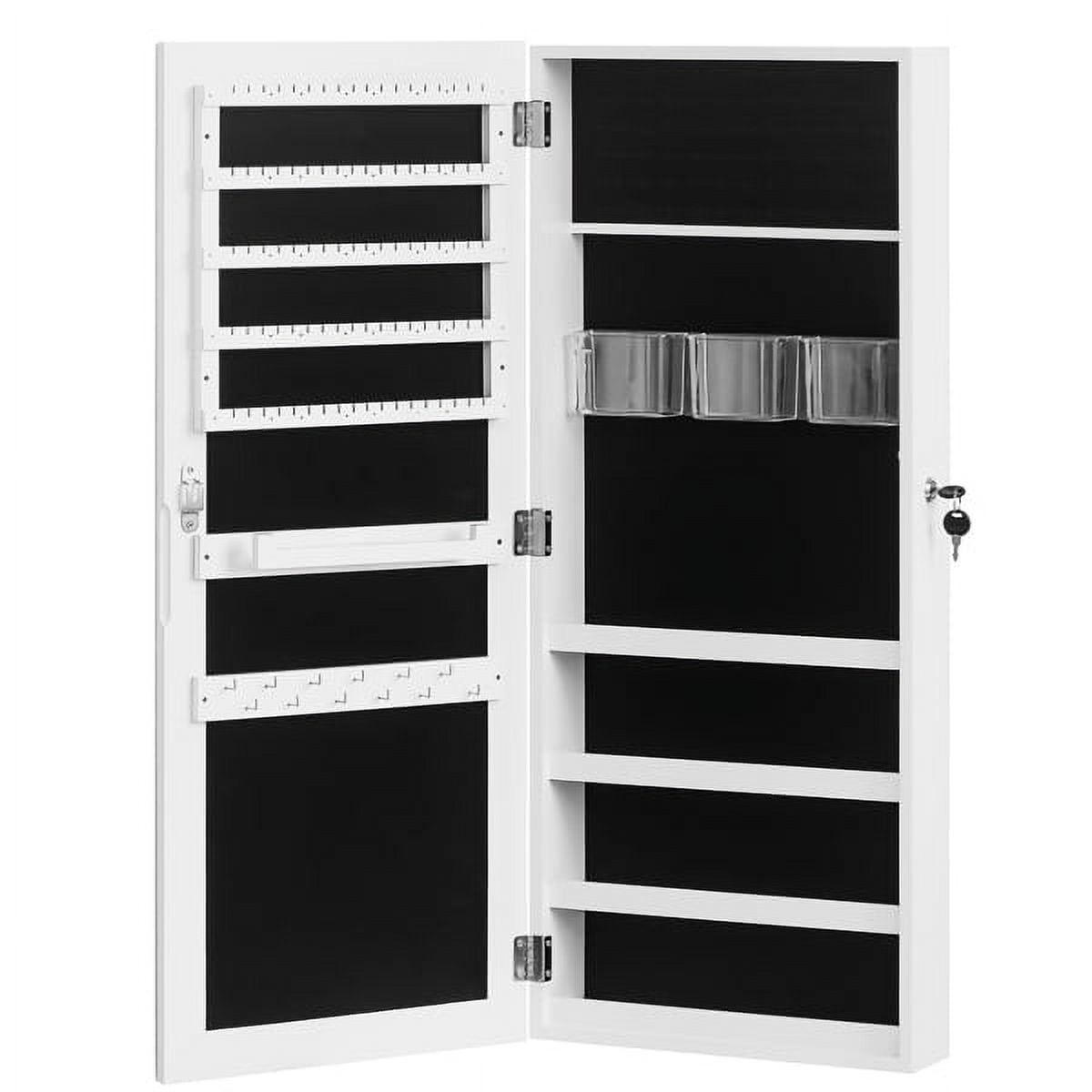 Whole Surface PVC Film Wall-Mounted Jewelry Cabinet With Mirror & Lock ...
