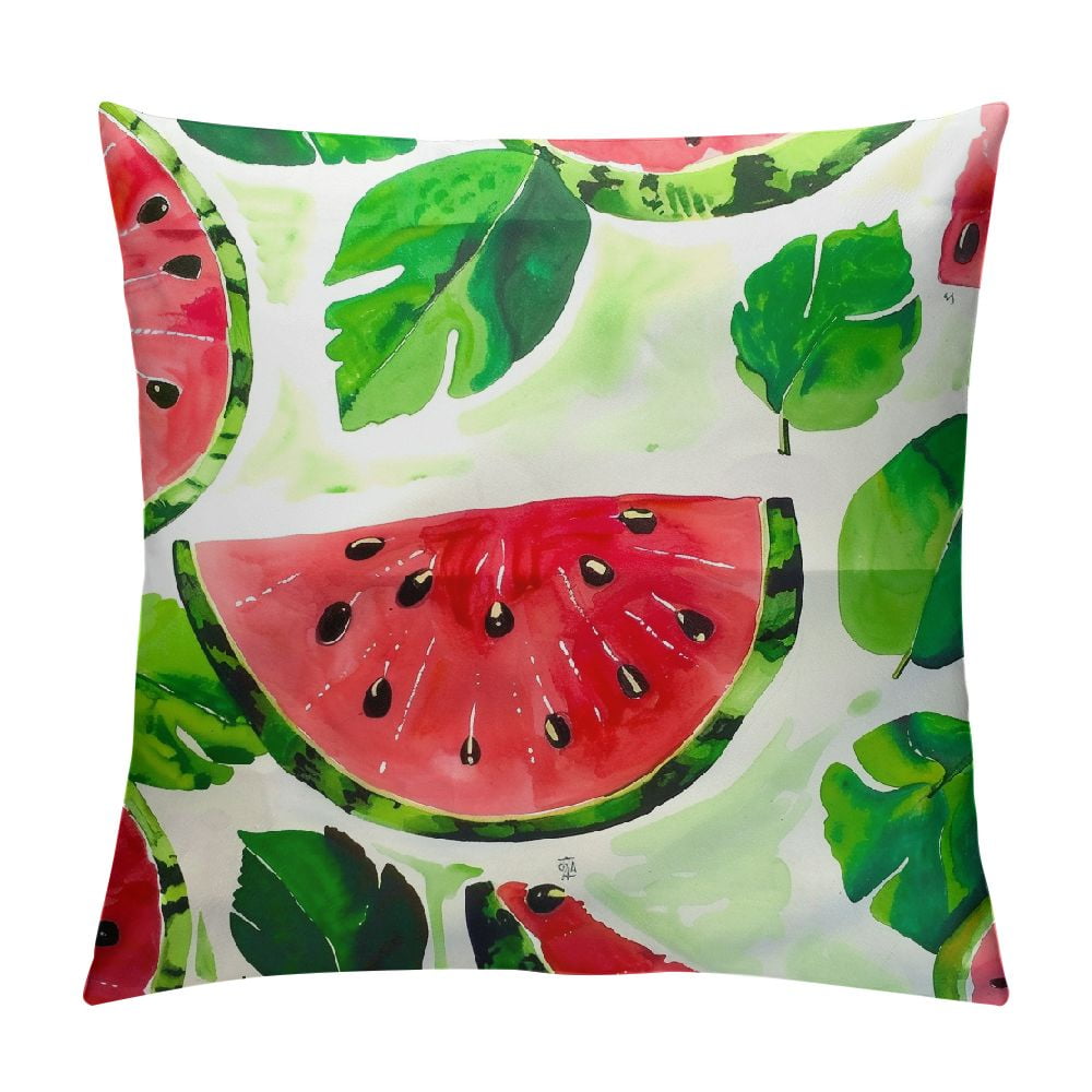 Whole Watermelons with Slices of Watermelon and Seeds Pattern - Pillow ...