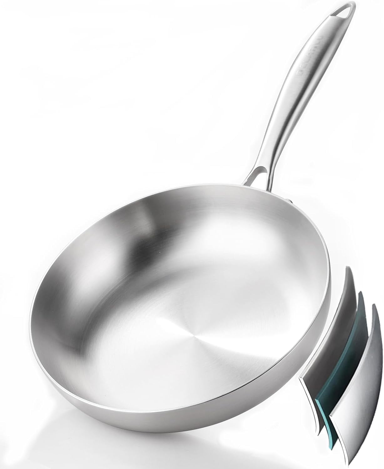Whole body Tri-Ply Stainless Steel 8inch Small Frying Pan, Chef's Pans ...