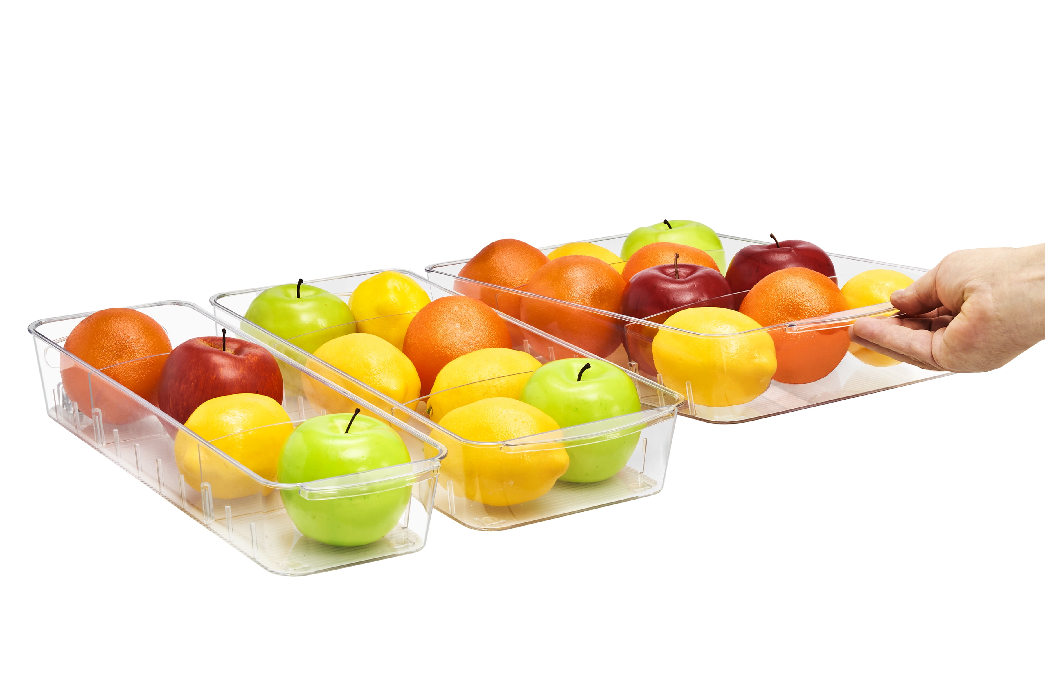 WholesHome Fridge Organizer Plastic Bin Set: Roll Out Clear Design with ...