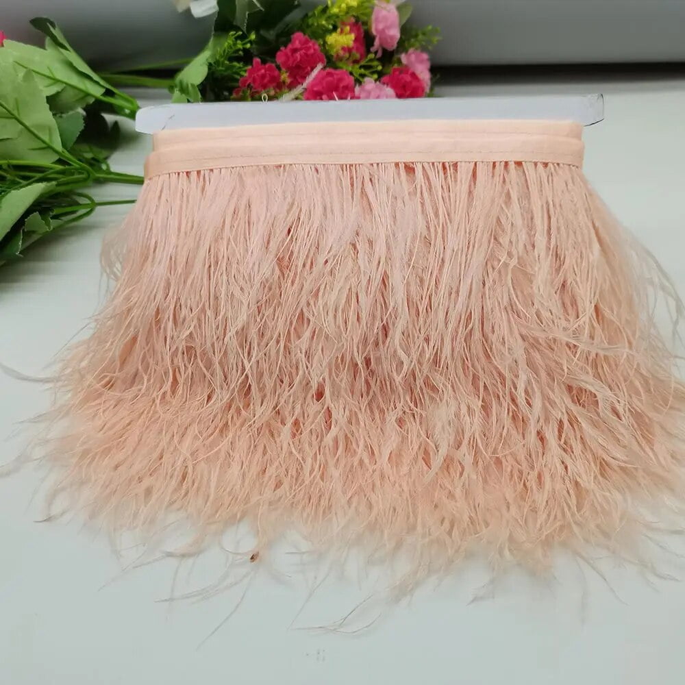 Wholesale 10Yards Natural Ostrich Feather Ribbon, Length 8-10cm Feather ...