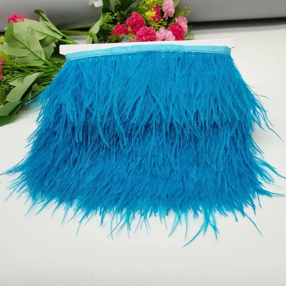 Wholesale 10Yards Natural Ostrich Feather Ribbon, Length 8-10cm Feather ...