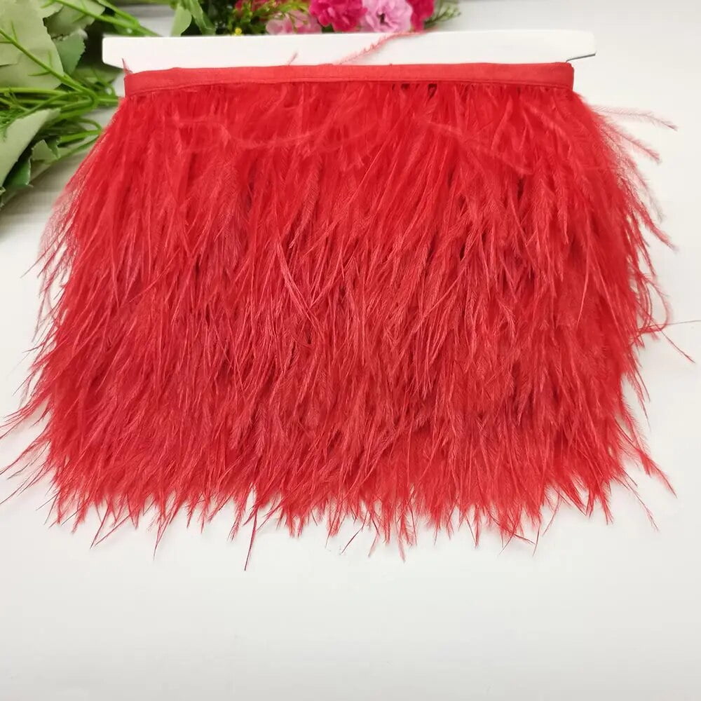Wholesale 10Yards Natural Ostrich Feather Ribbon, Length 8-10cm Feather ...