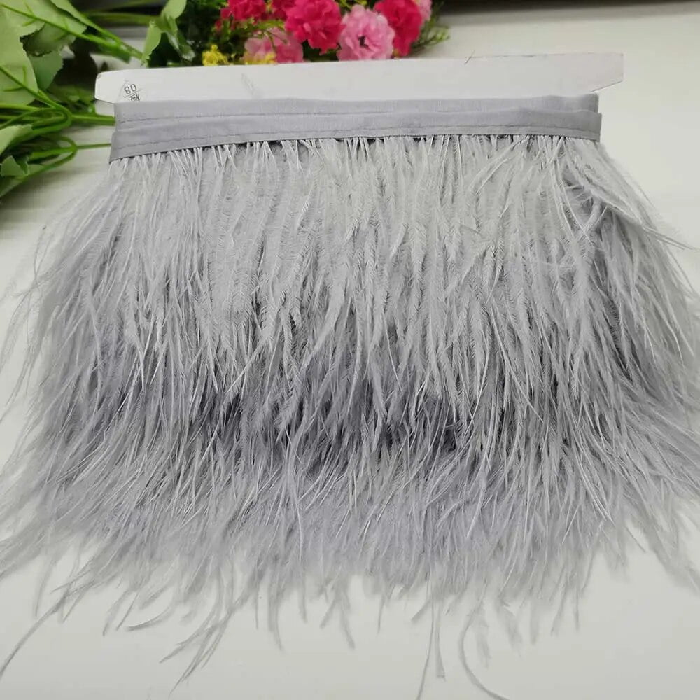Wholesale 10Yards Natural Ostrich Feather Ribbon, Length 8-10cm Feather ...