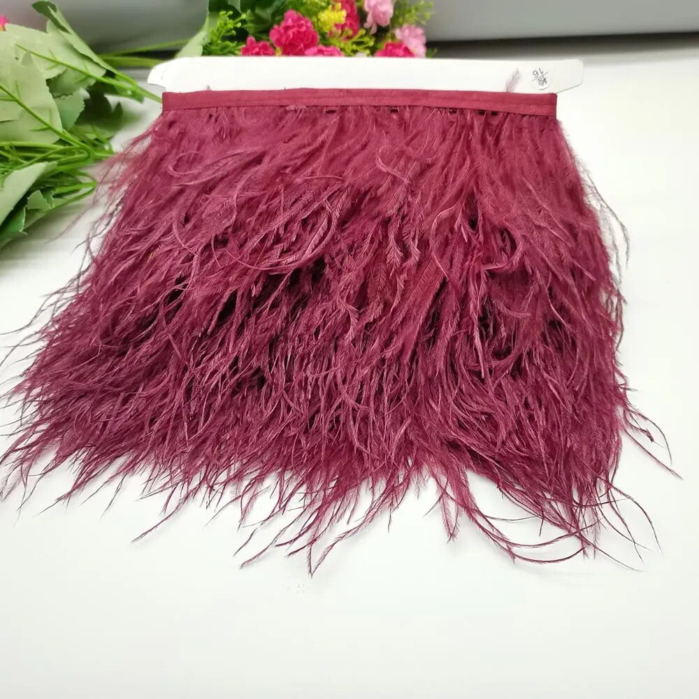 Wholesale 10Yards Natural Ostrich Feather Ribbon, Length 8-10cm Feather ...
