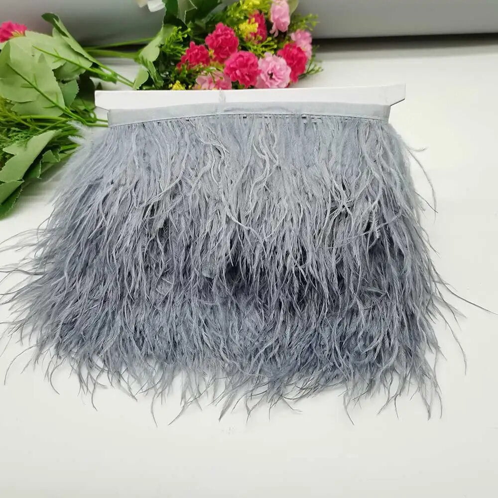 Wholesale 10Yards Natural Ostrich Feather Ribbon, Length 8-10cm Feather ...
