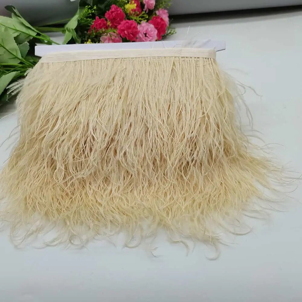 Wholesale 10Yards Natural Ostrich Feather Ribbon, Length 8-10cm Feather ...