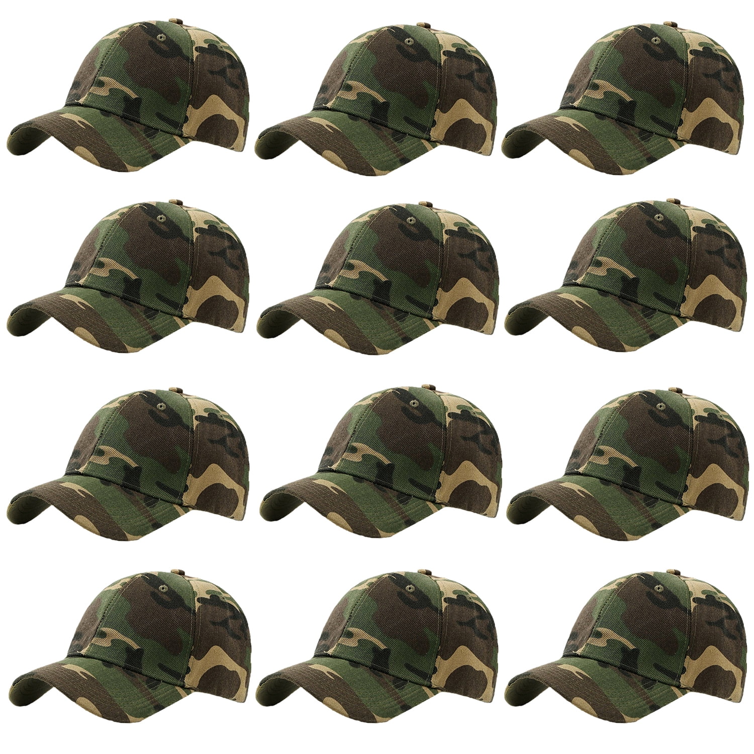 Wholesale 12-Pack Plain Baseball Cap Adjustable Blank Curved Sun Visor ...
