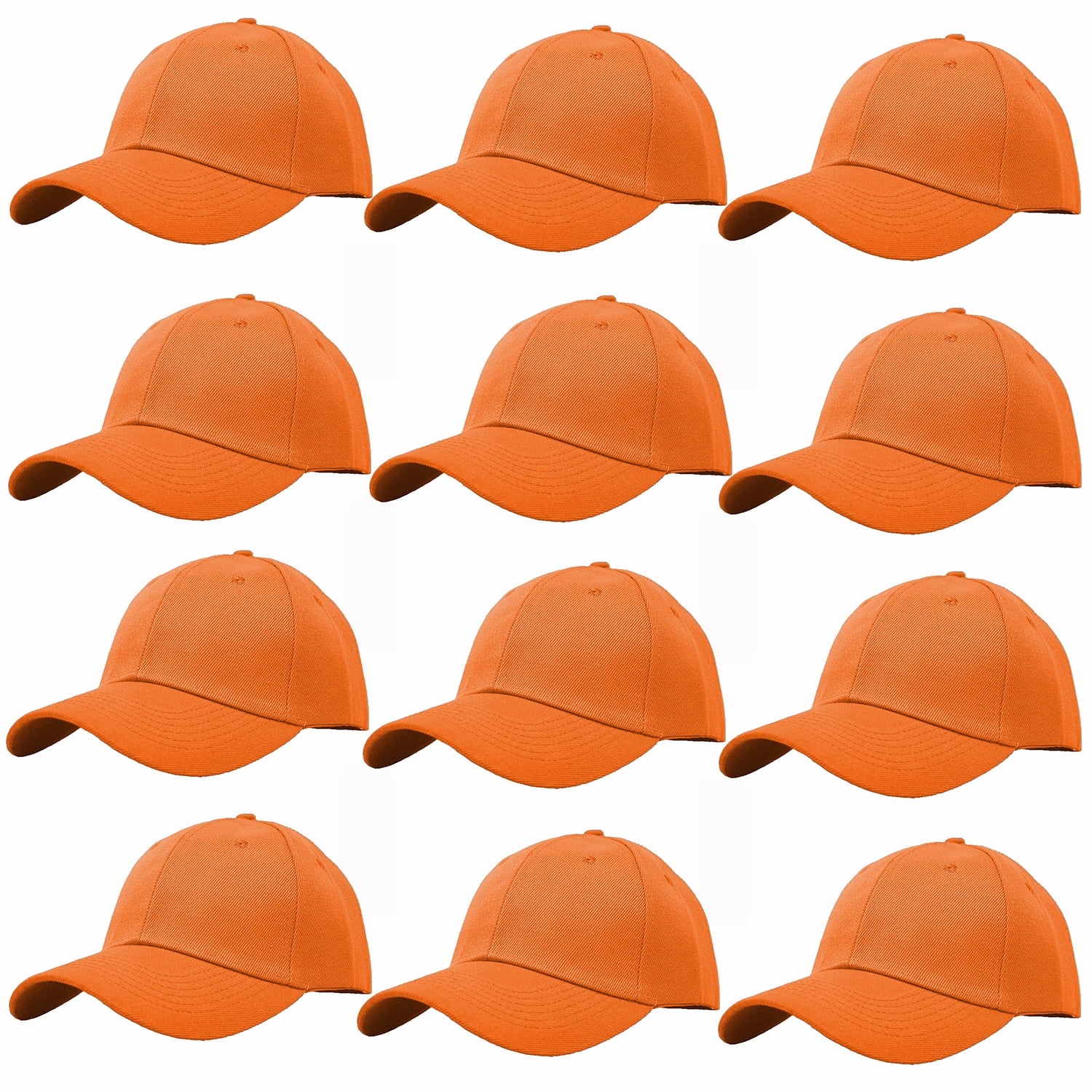 Wholesale 12-Pack Plain Baseball Cap Adjustable Solid Blank Curved Sun ...