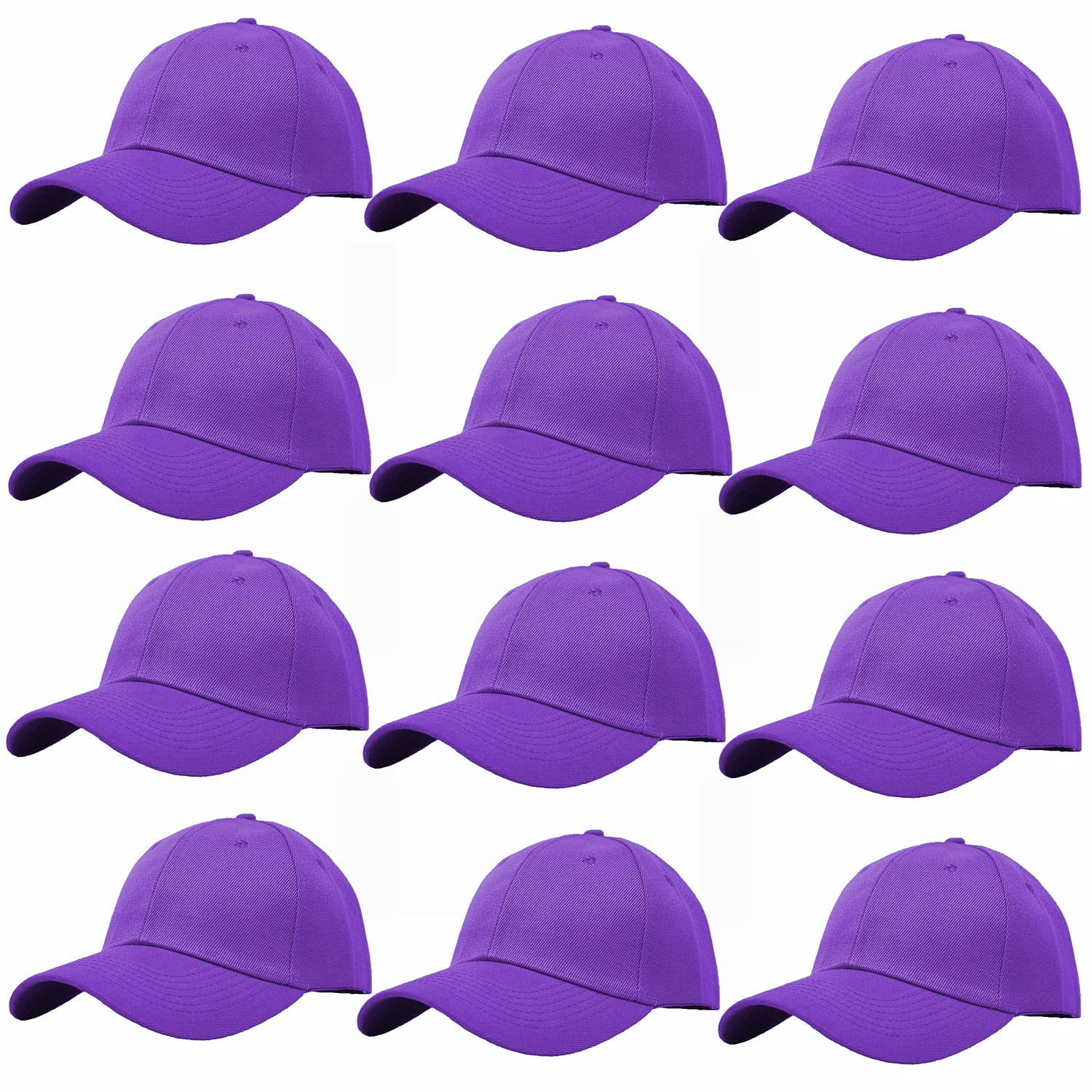 Wholesale 12-Pack Plain Baseball Cap Adjustable Solid Blank Curved Sun ...