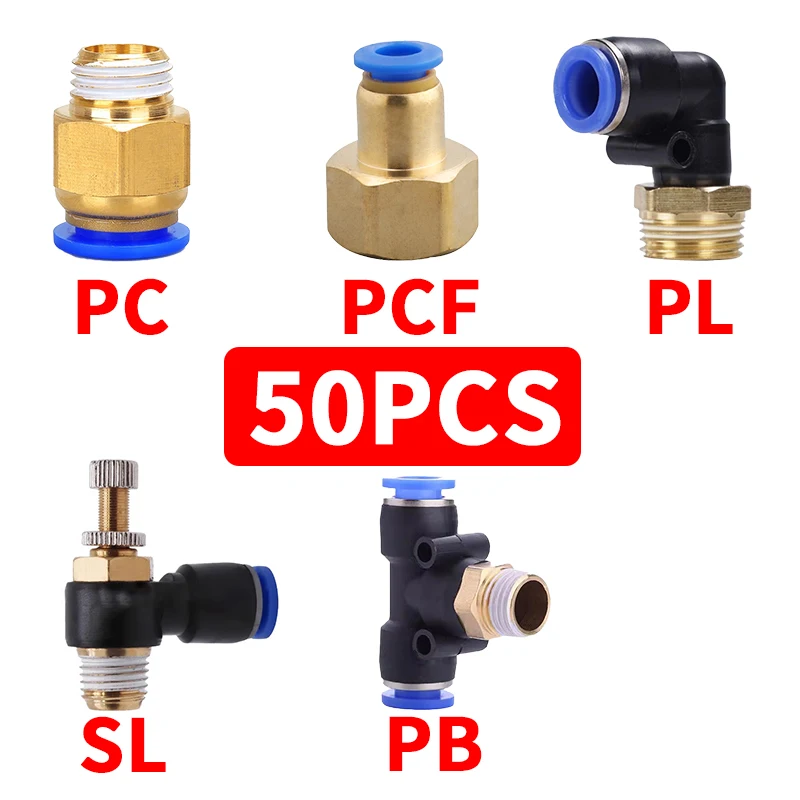 Wholesale 20/50 PCS Pneumatic Air Connector PC/PCF/SL/PL/PB 4mm 6mm 8mm ...