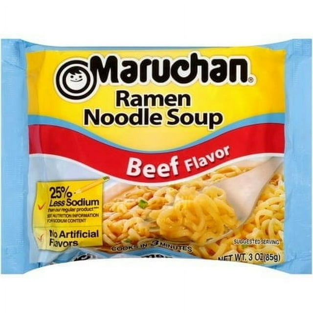 Maruchan Beef Flavor Ramen Noodle Soup Less Sodium (Pack of 3 ...