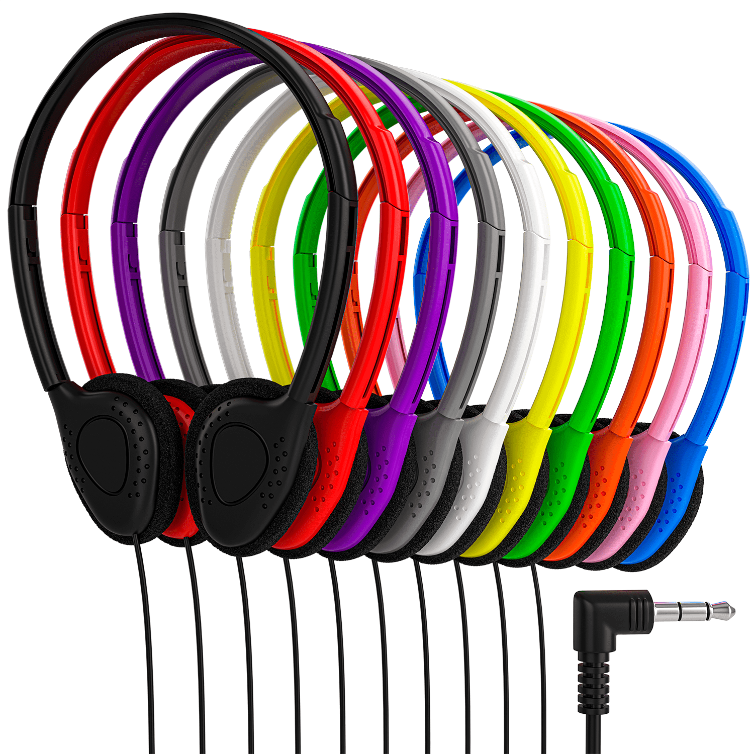 Copper Flex Disposable Headphones, 10-Pack, Multi-Color, 3.5mm Plug ...