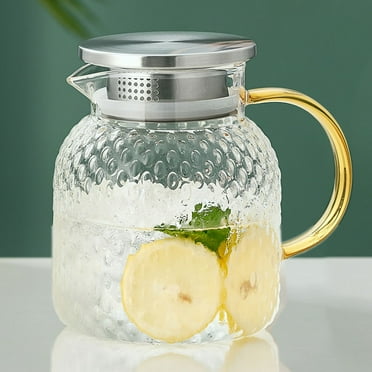 CnGlass 68oz/2000ml Borosilicate Glass Pitcher with Stainless Steel Lid ...