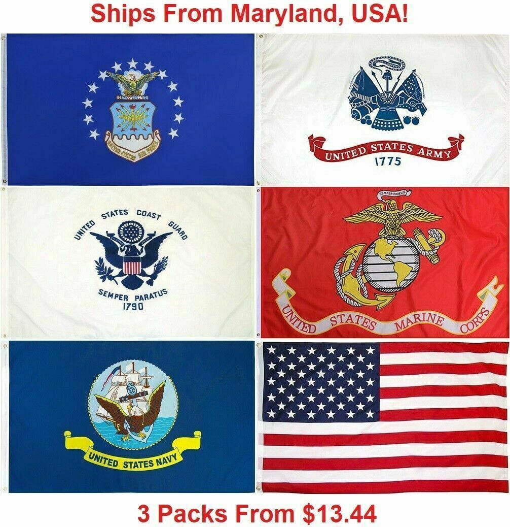 Wholesale Lot 3x5 USA + 5 Branches Military Set Flag Flags Banner ...