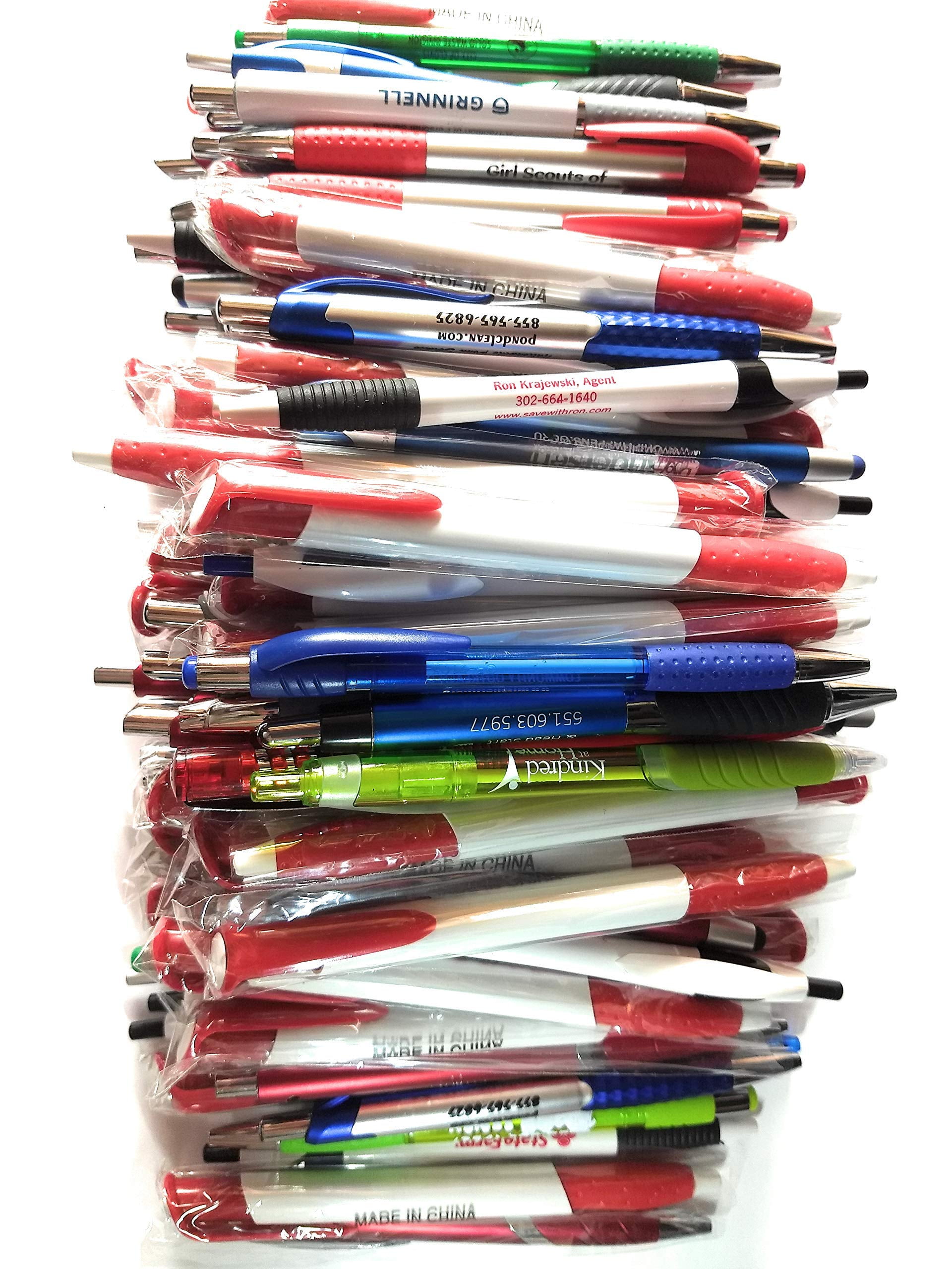 Wholesale Lot of 100 Misprint Ink Pens Ball Point Plastic Retractable ...