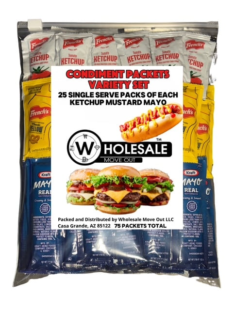 Heinz, Frenchs Condiment Variety Pack, 75 Single-Serve Packets, Ketchup ...